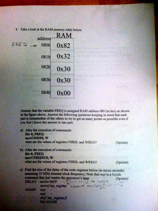 Solved Take a look at the RAM memory table below. Assume | Chegg.com