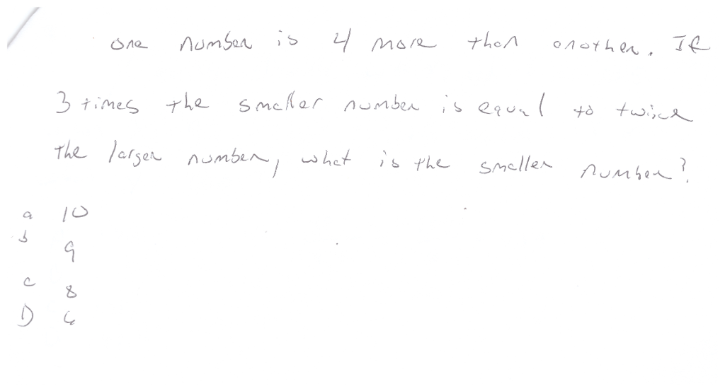 Solved One number is 4 more than another. If 3 times the | Chegg.com