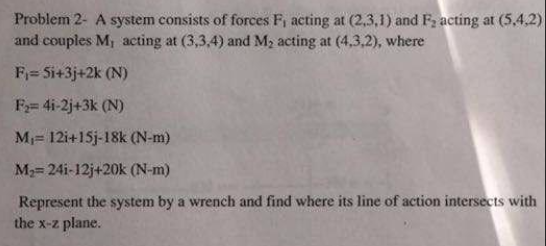 Solved A system consists of forces F_1 acting at (2, 3, 1) | Chegg.com