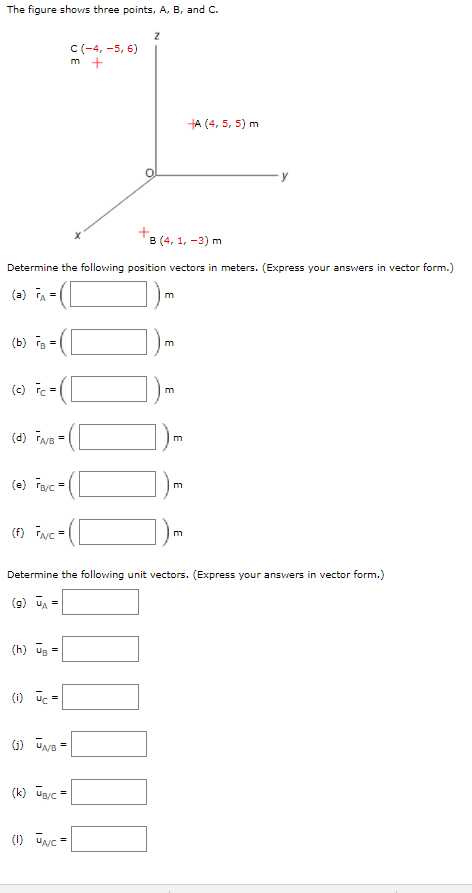 Solved The figure shows three points, A, B, and C C (-4, -5, | Chegg.com