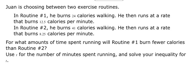 Solved Juan is choosing between two exercise routines. In | Chegg.com