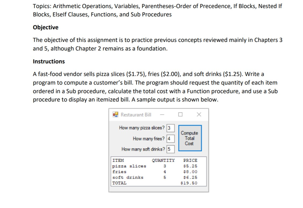 Solved Topics: Arithmetic Operations, Variables, | Chegg.com