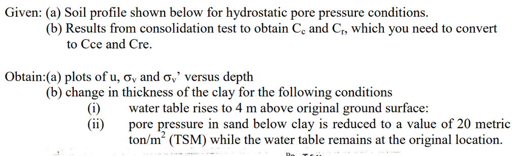 Solved Given: (a) Soil profile shown below for hydrostatic | Chegg.com