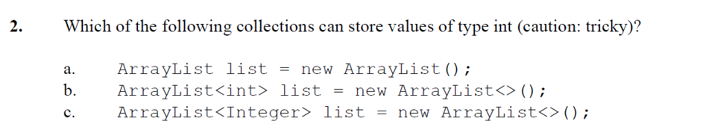 Solved 2. Which of the following collections can store | Chegg.com