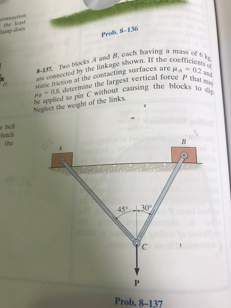 Solved connection the lamp does Prob. 8-136 blocks A and b, | Chegg.com