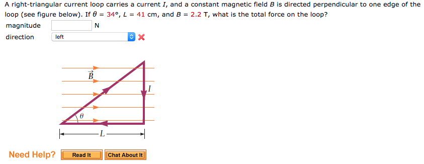 Solved A right-triangular current loop carries a current I, | Chegg.com