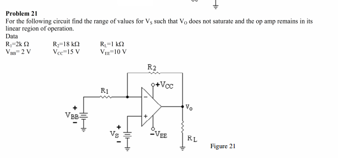 Solved For the following circuit find the range of values | Chegg.com