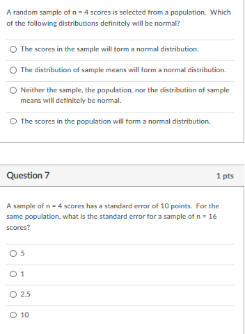 Solved A random sample of n = 4 scores is selected from a | Chegg.com