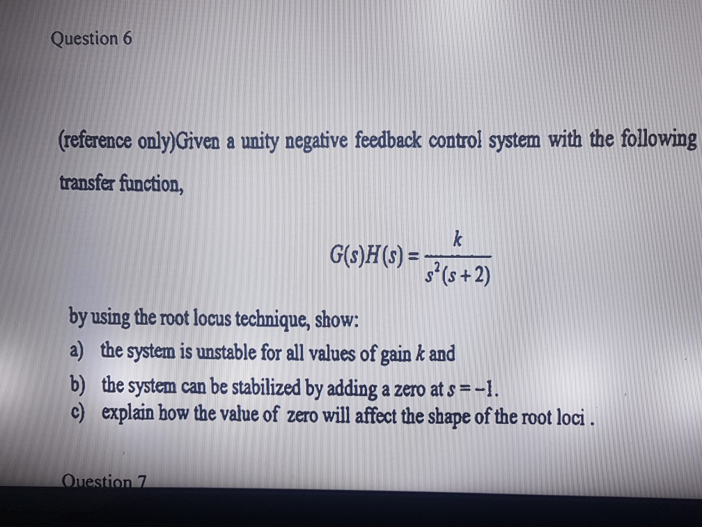 Solved Question 6 (reference only)Given a unity negative | Chegg.com