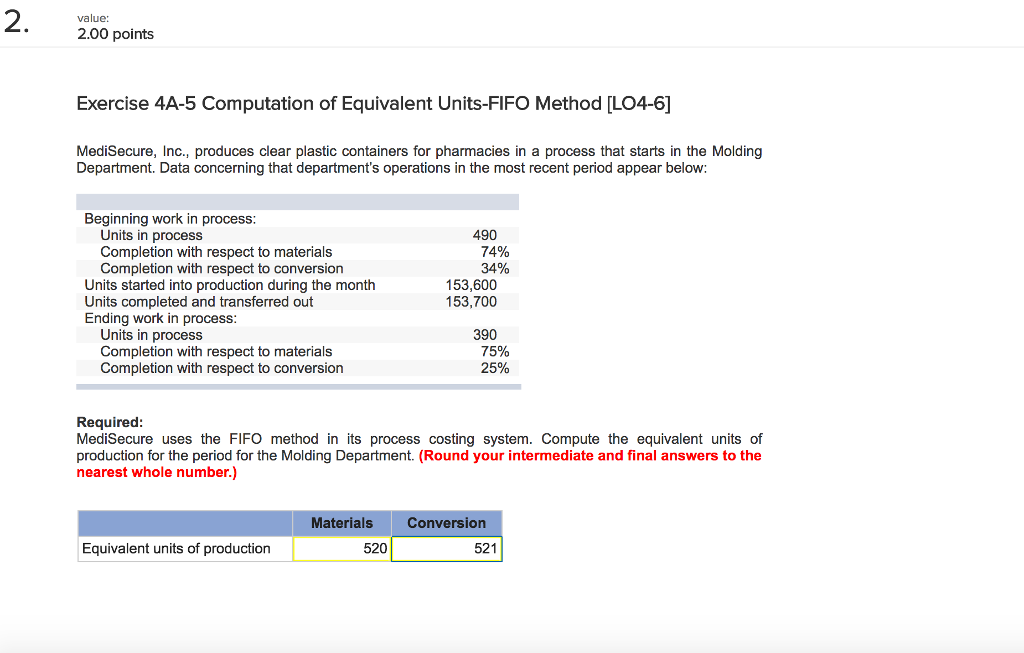 Solved Computation of Equivalent Units-FIFO Method [LO4-6] | Chegg.com