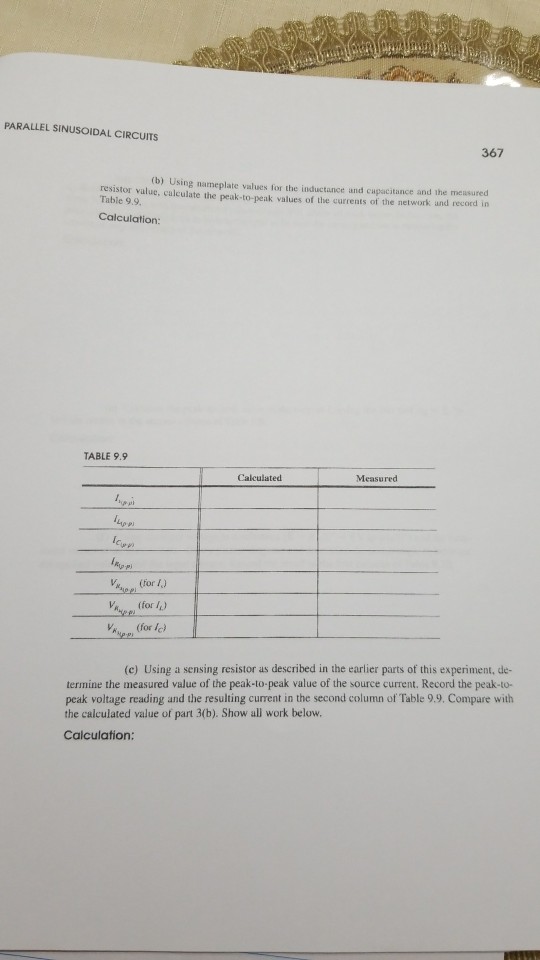 Solved Part 3 R-L-C Parallel Network (a) Construct the | Chegg.com