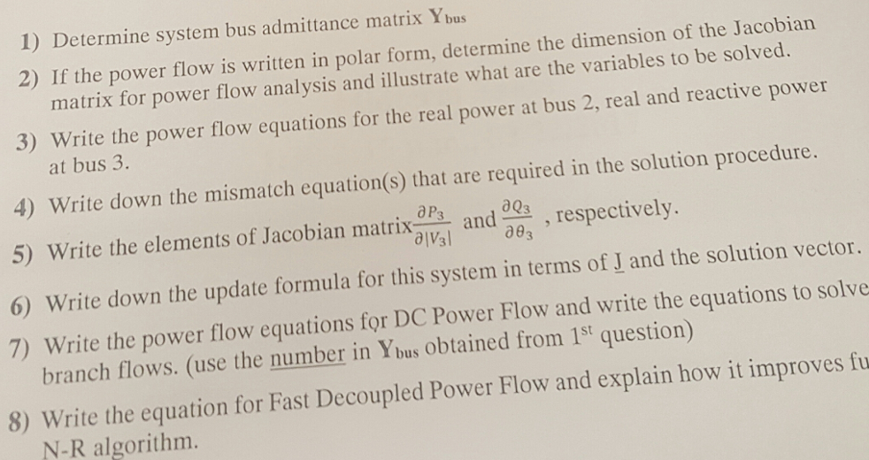 Solved Need help with power system questions. Mainly need | Chegg.com
