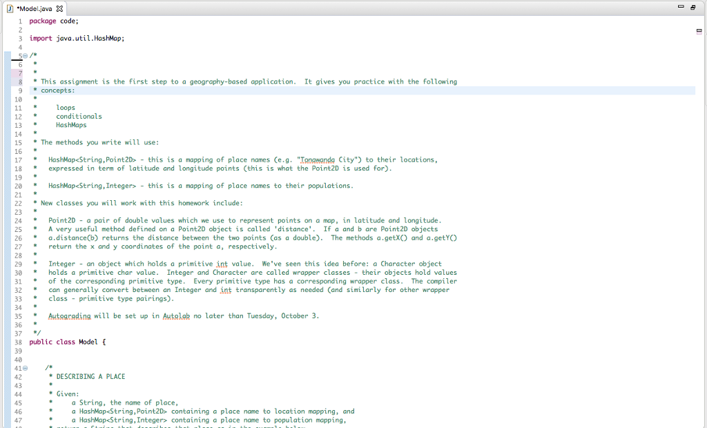 Solved "Model.java 3 1 package code; 3 import | Chegg.com