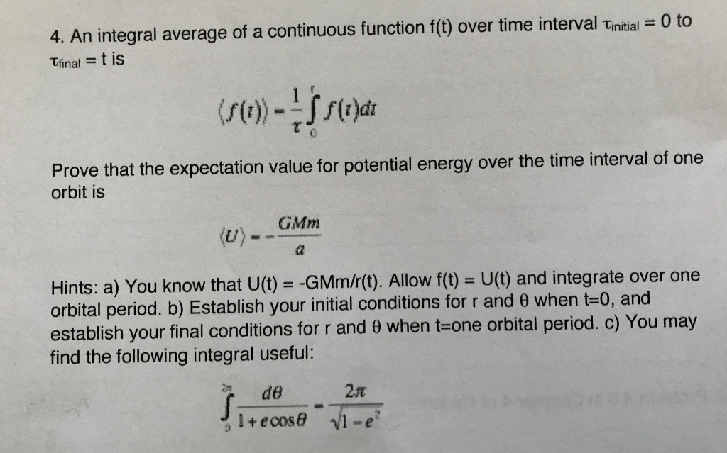 Solved 4 An Integral Average Of A Continuous Function F T