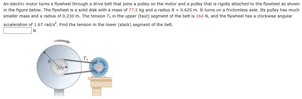 Solved An electric motor turns a flywheel through a drive | Chegg.com