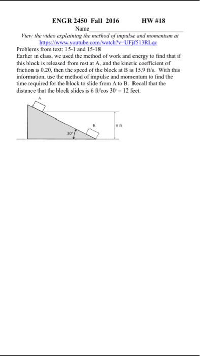 Solved Find the time required for block to move from A to B | Chegg.com