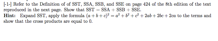 Solved +1- Refer to the Definition of of SST, SSA, SSB, and | Chegg.com