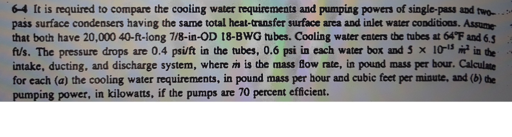 64 It is required to compare the cooling water | Chegg.com