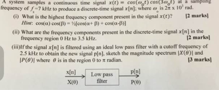 Solved A system samples a continuous time signal x(t) = | Chegg.com