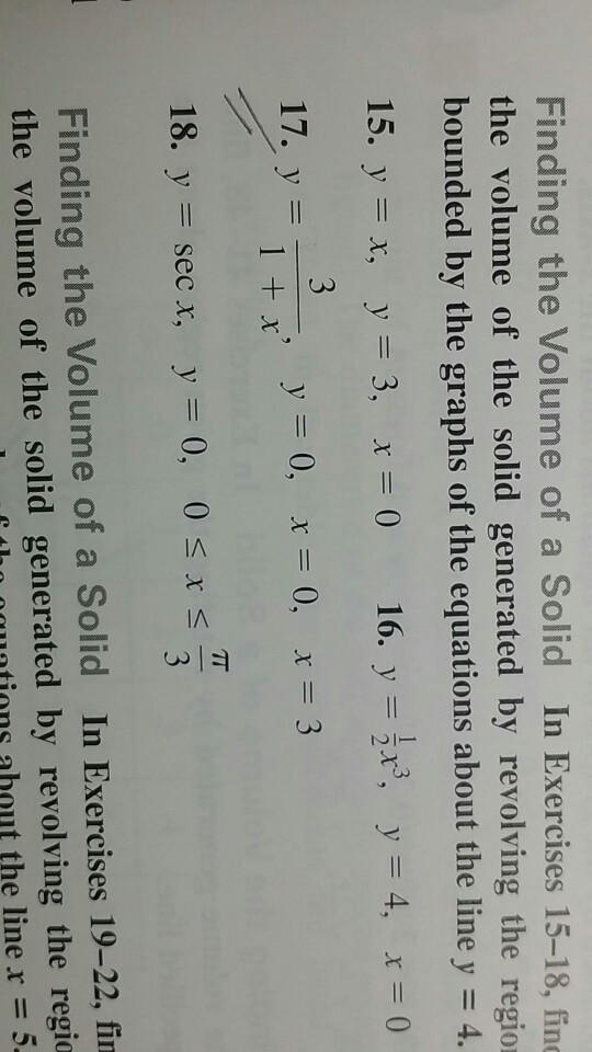 Solved Finding the Volume of a Solid In Exercises 15-18, | Chegg.com