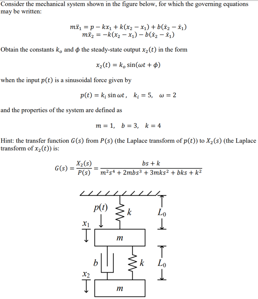 Solved Consider the mechanical system shown in the figure | Chegg.com