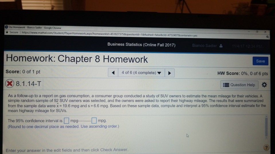 Solved Do Homework- Bianco Sadler- Google Chrome a Secure I | Chegg.com