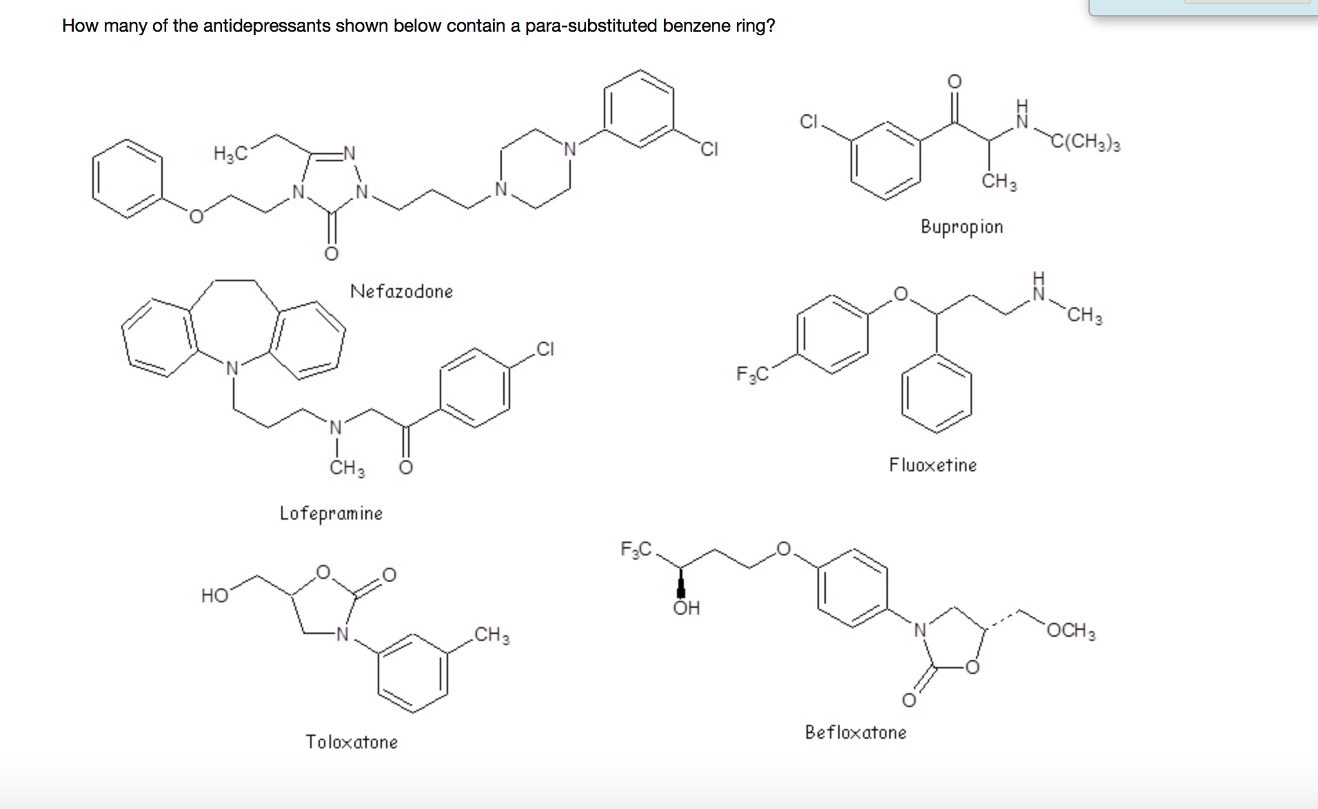 Solved How many of the antidepressants shown below contain a | Chegg.com