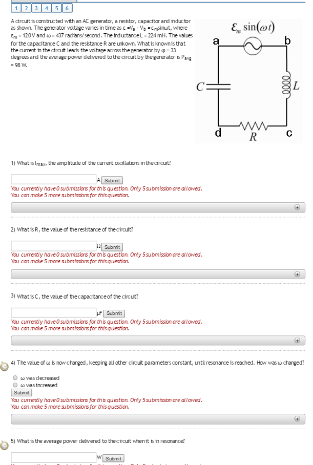 Solved A circuit is constructed with an AC generator, a | Chegg.com