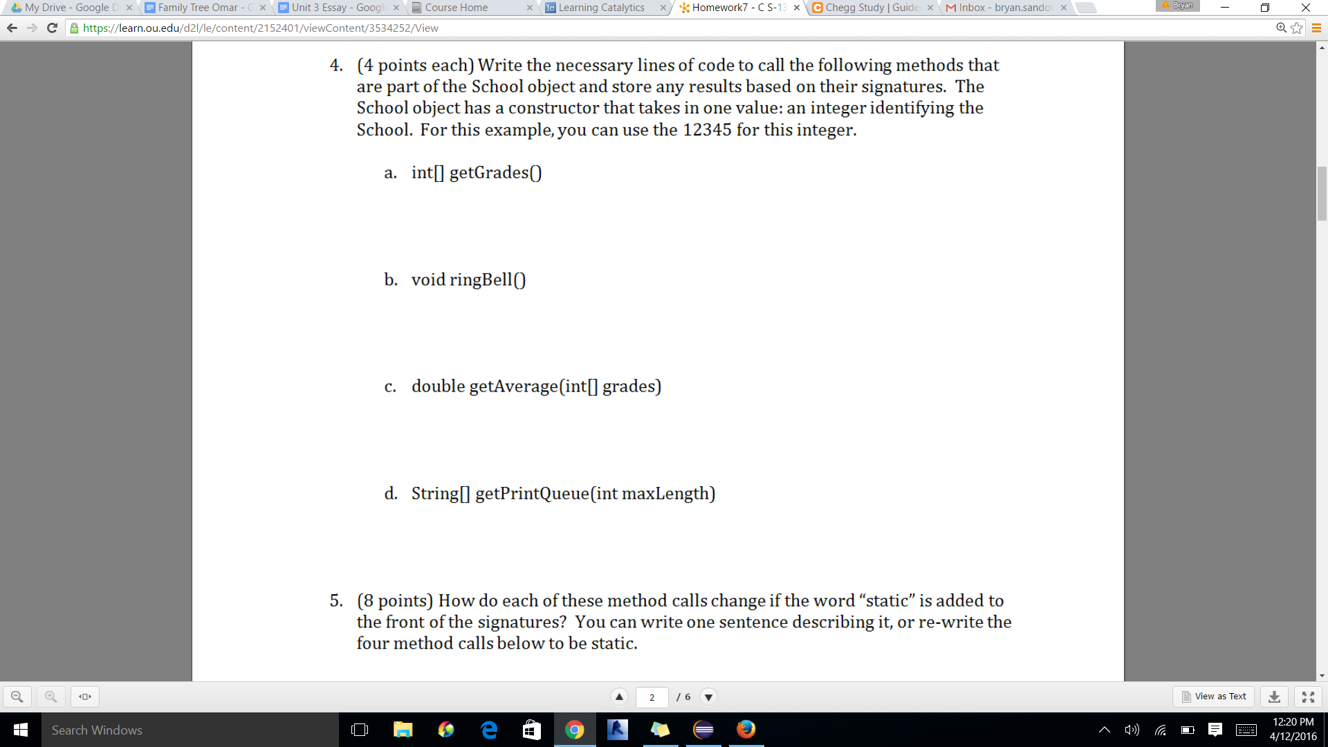 Solved -Learning Catalytics × / * Homework7-CS-1 : x Chegg | Chegg.com