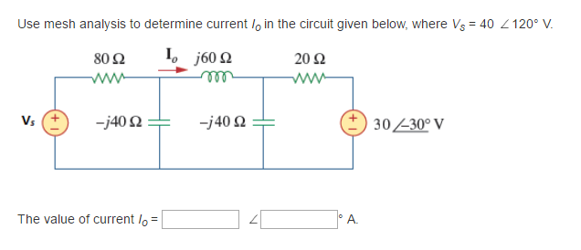 Solved Use mesh analysis to determine current I_o in the | Chegg.com