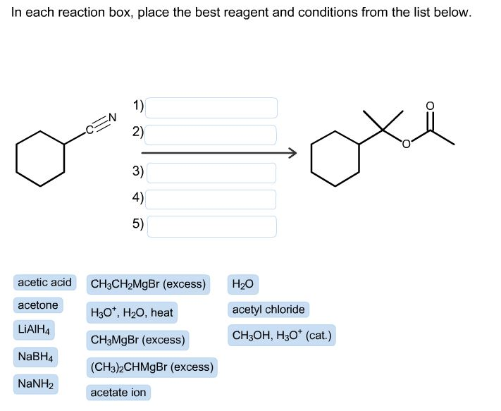Solved In each reaction box, place the best reagent and | Chegg.com