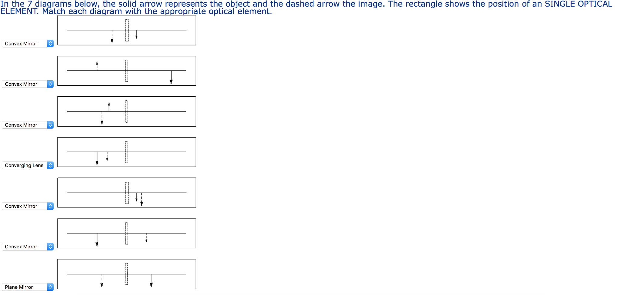 Solved In the 7 diagrams below, the solid arrow represents | Chegg.com