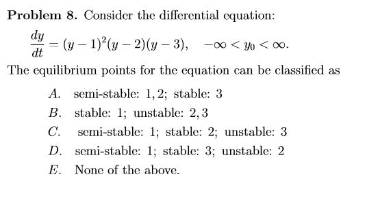 Solved Consider the differential equation: dy/dt = (y - | Chegg.com