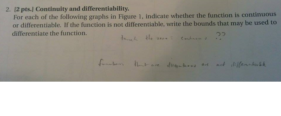Continuity and differentiability. For each of the | Chegg.com