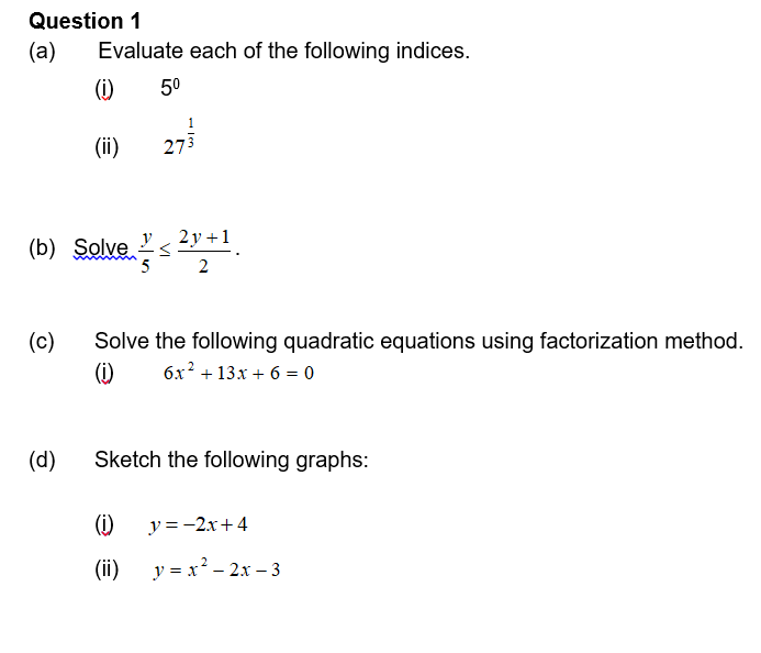 Solved Question1 (a) Evaluate each of the following indices. | Chegg.com
