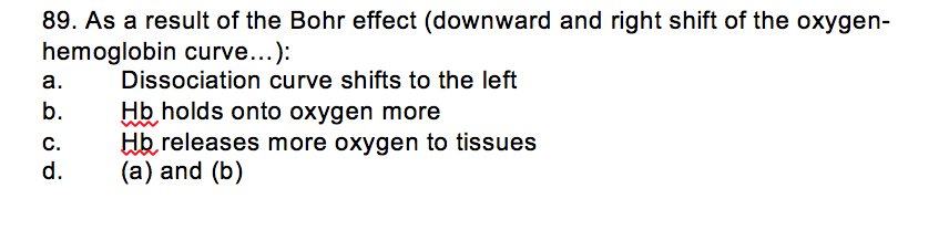 Solved As a result of the Bohr effect (downward and right | Chegg.com