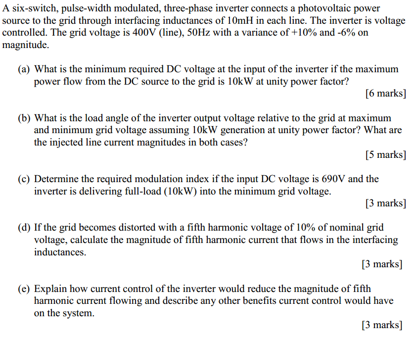Solved A six-switch, pulse-width modulated, three-phase | Chegg.com