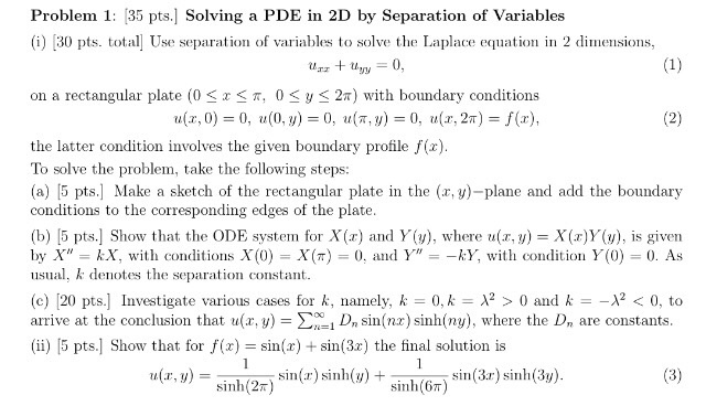 Solved Use separation of variables to solve the Laplace | Chegg.com