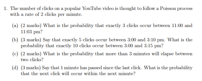 Solved The number of clicks on a popular YouTube video is | Chegg.com