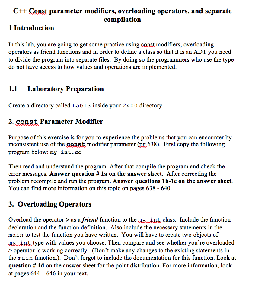 Solved C++ Const parameter modifiers and overloading | Chegg.com