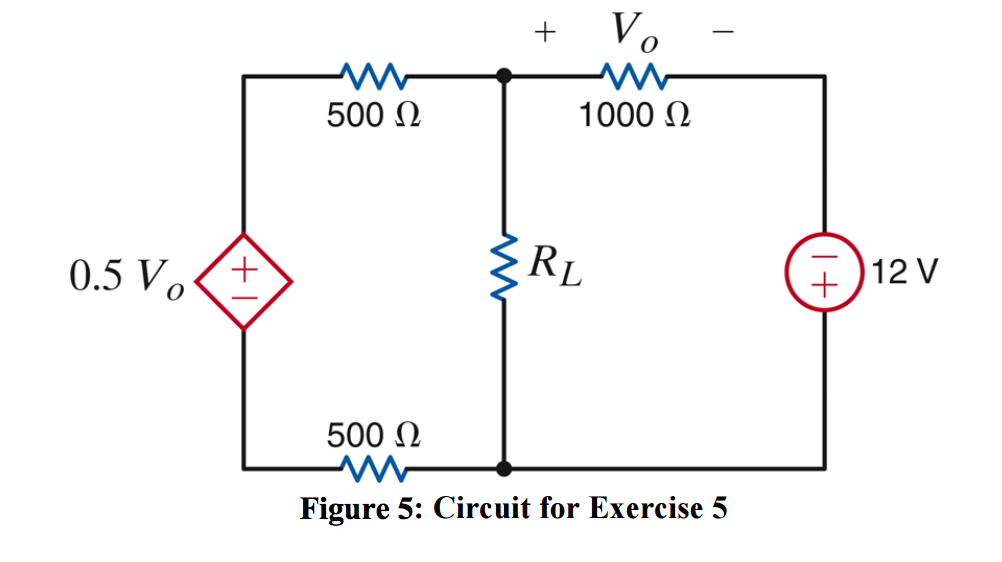 Solved For the circuit in Figure 5, find RL for maximum | Chegg.com