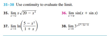 Solved Use continuity to evaluate the limit. lim_x | Chegg.com