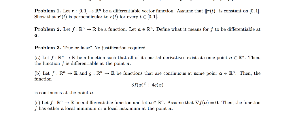 Solved ITU Problem 1. Letr: [0, 1] + R™ be a differentiable | Chegg.com