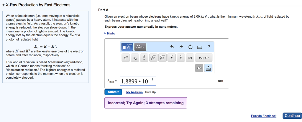 Solved When a fast electron (i e., one moving at a | Chegg.com