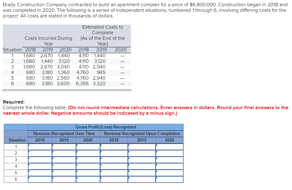 Solved Brady Construction Company contracted to build an | Chegg.com