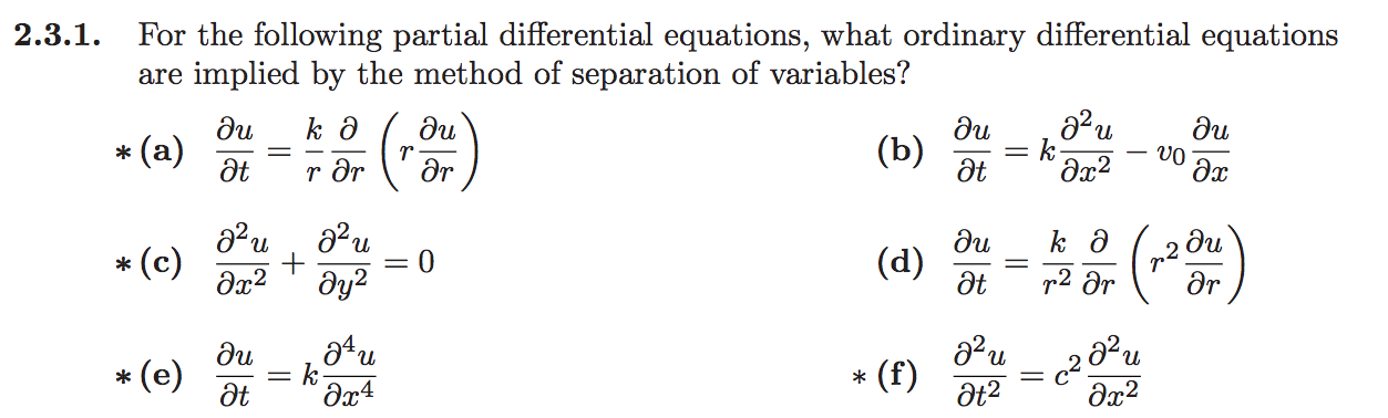 Solved For the following partial differential equations, | Chegg.com