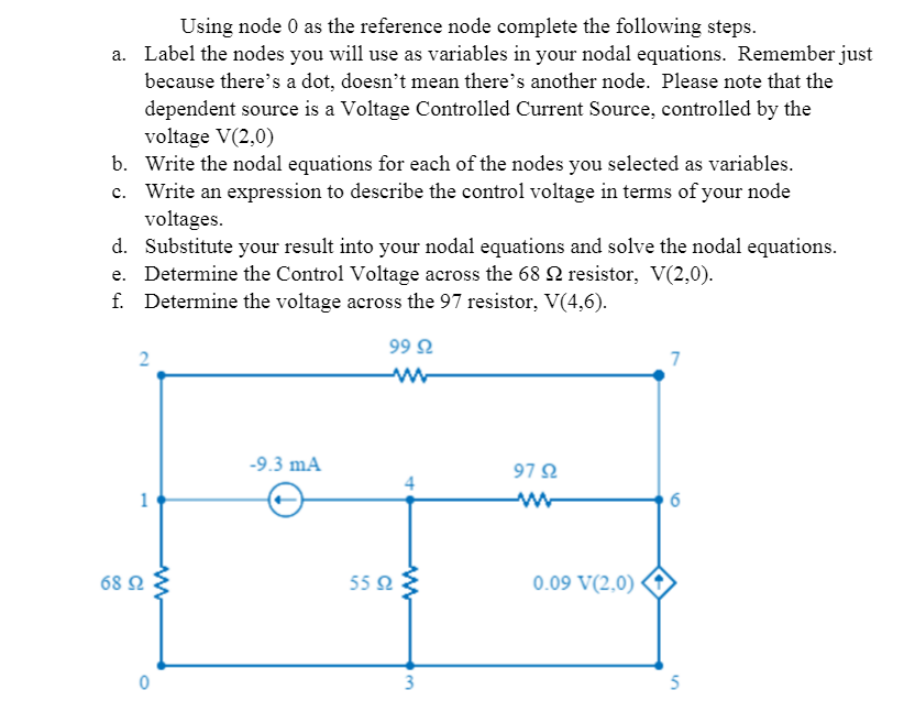 Solved Using node 0 as the reference node complete the | Chegg.com