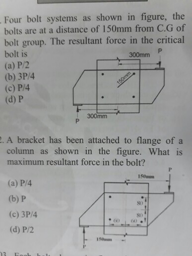 Solved Four bolt systems as shown in figure, the bolts are | Chegg.com