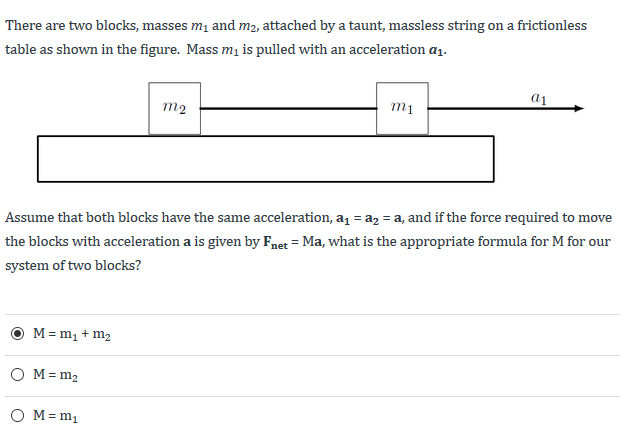 Two Blocks of Masses M1 and M2 Two Blocks of Masses M1 and M2