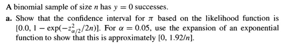 A binomial sample of size n has y 0 successes. a. | Chegg.com